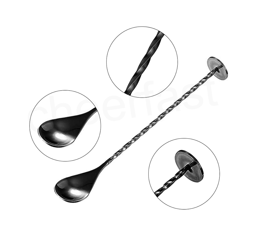 Twisted Cocktail Mixing Spoon Stainless Steel Spiral Bar Spoon-Cocktail ...